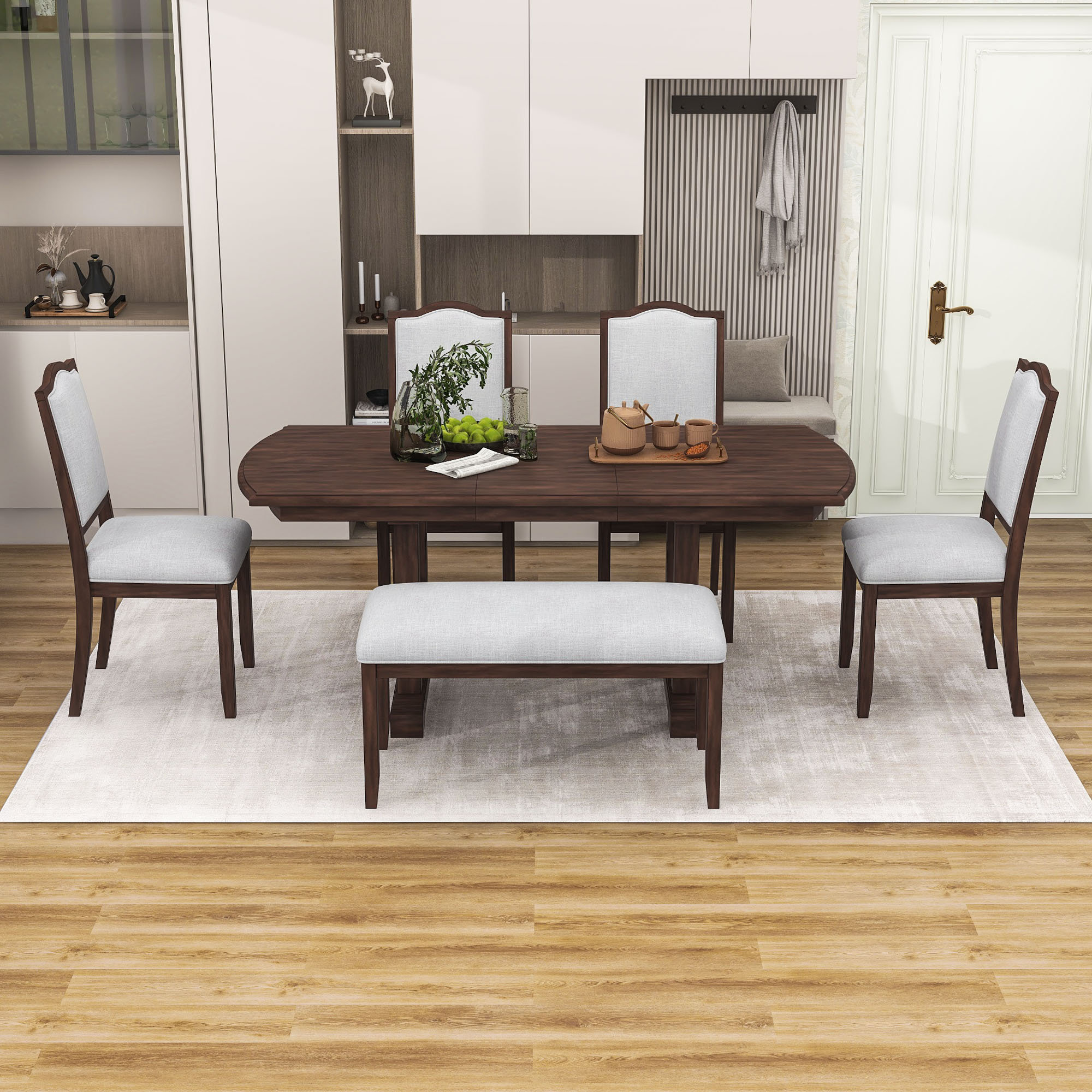 Lark Manor™ 6-Piece Dining Table Set, Extendable Dining Table with ...