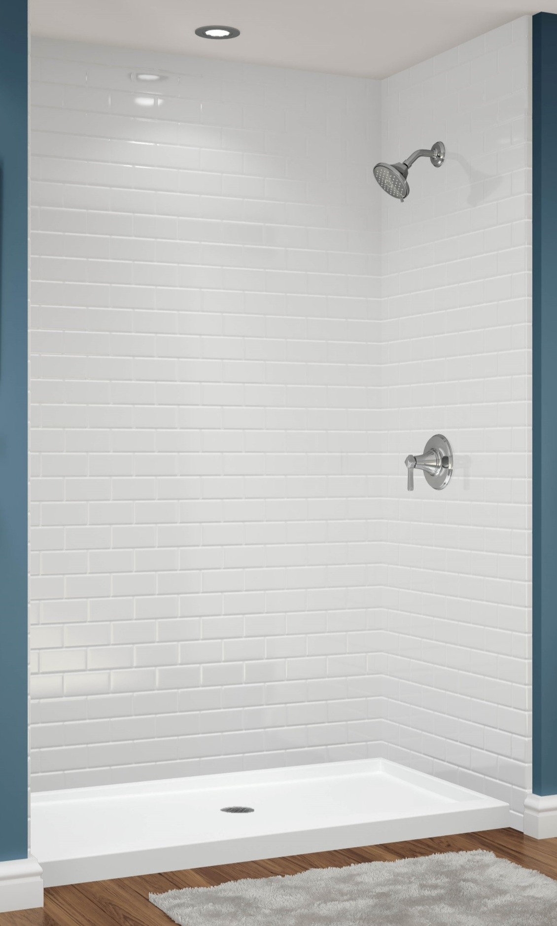 Avora Bath Subway Tile Acrylic Alcove Shower System 60"W x 32"D x 96"H ...
