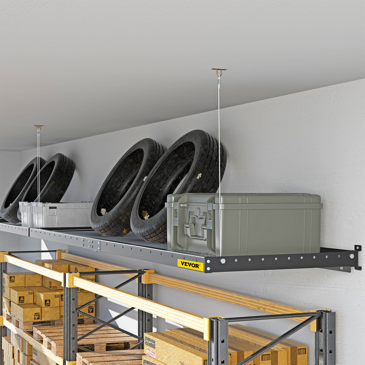 VEVOR Upgrade Garage Wall Shelf 2 x 8 ft Garage Shelving Wall Mounted ...