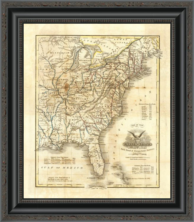 East Urban Home 'Map of the United States; 1845' Framed Print | Wayfair
