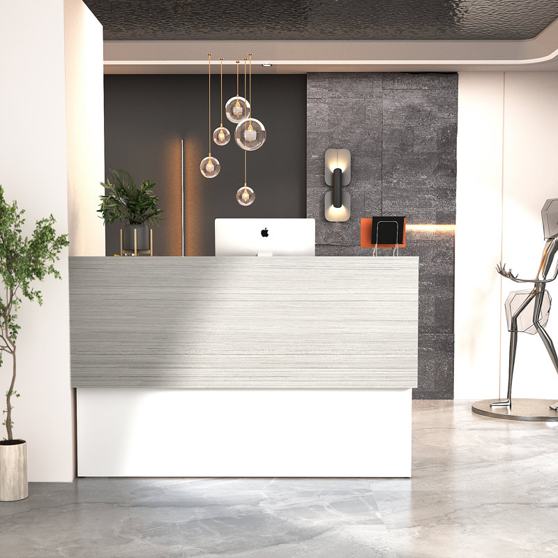 Inbox Zero Nitzan Modern Manufactured Wood Reception Desk With Open ...