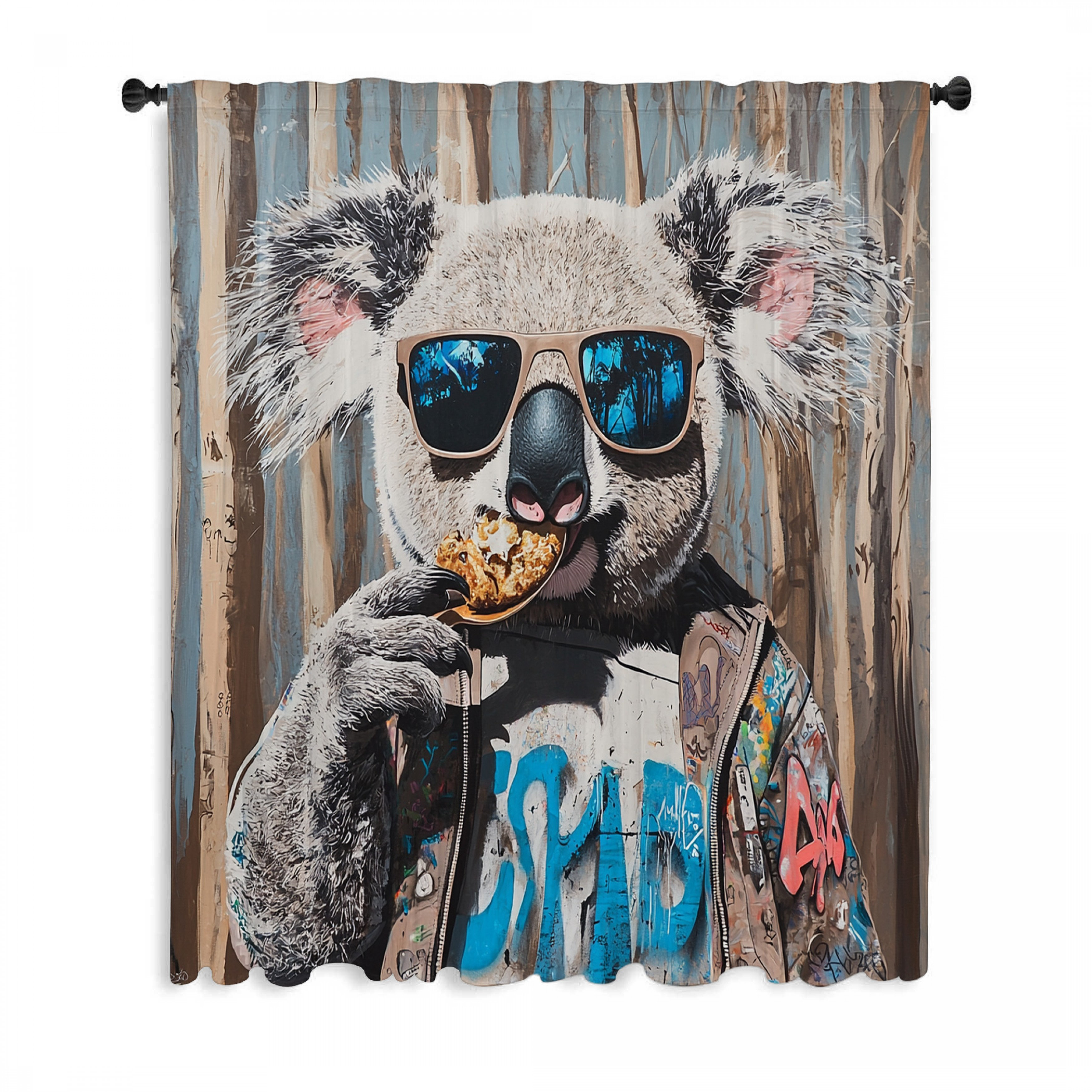 Dakota Fields Cool Koala Window Curtains, Animal Blockout & Sheer ...