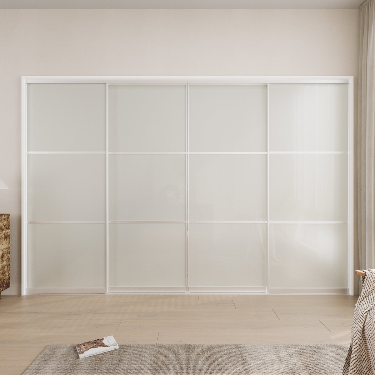 Home Worthy 4-Panels Aluminum Frame Tempered Glass Room Divider Closet ...