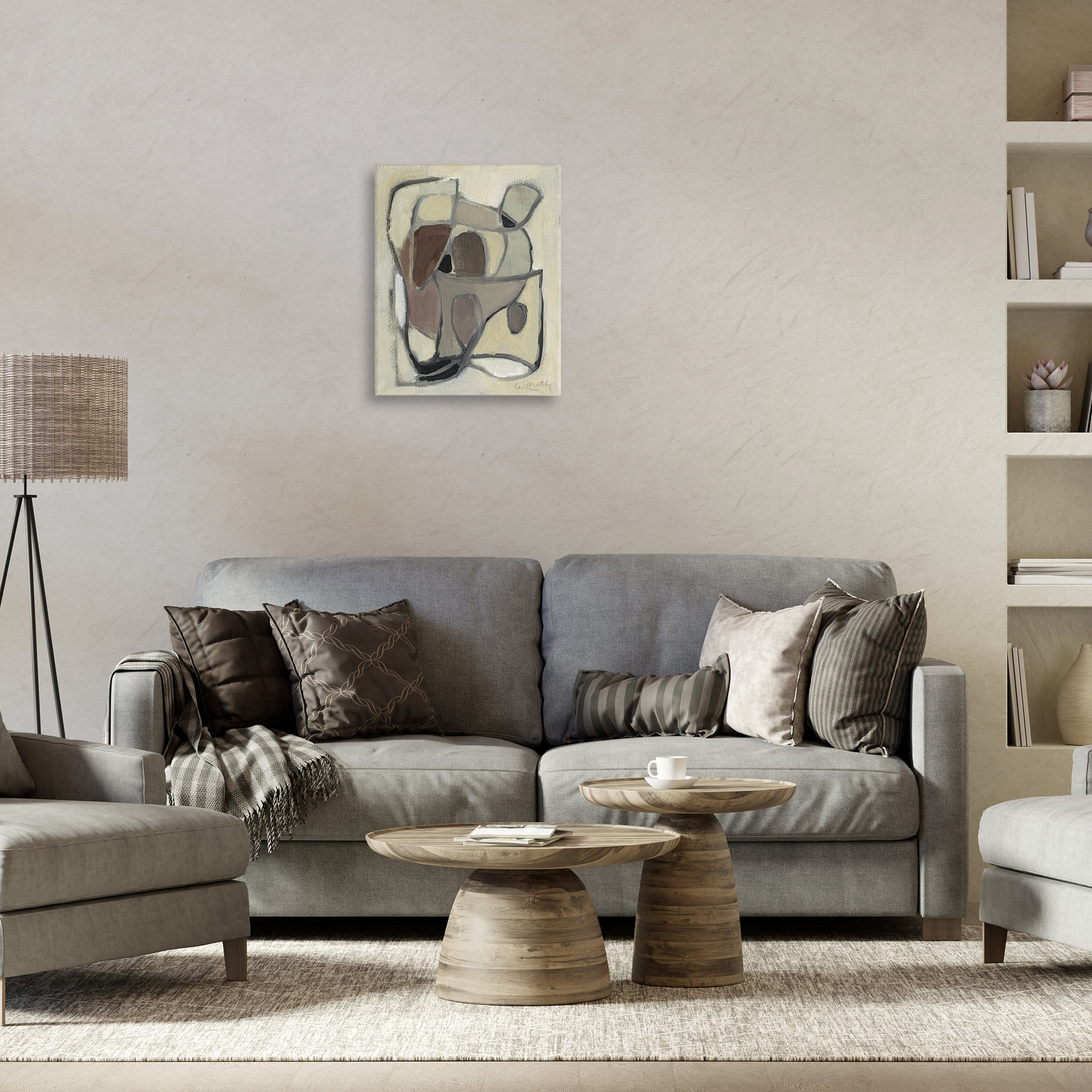 Ophelia & Co. Rustic Curved Shapes Abstract Canvas, design by Lanie ...