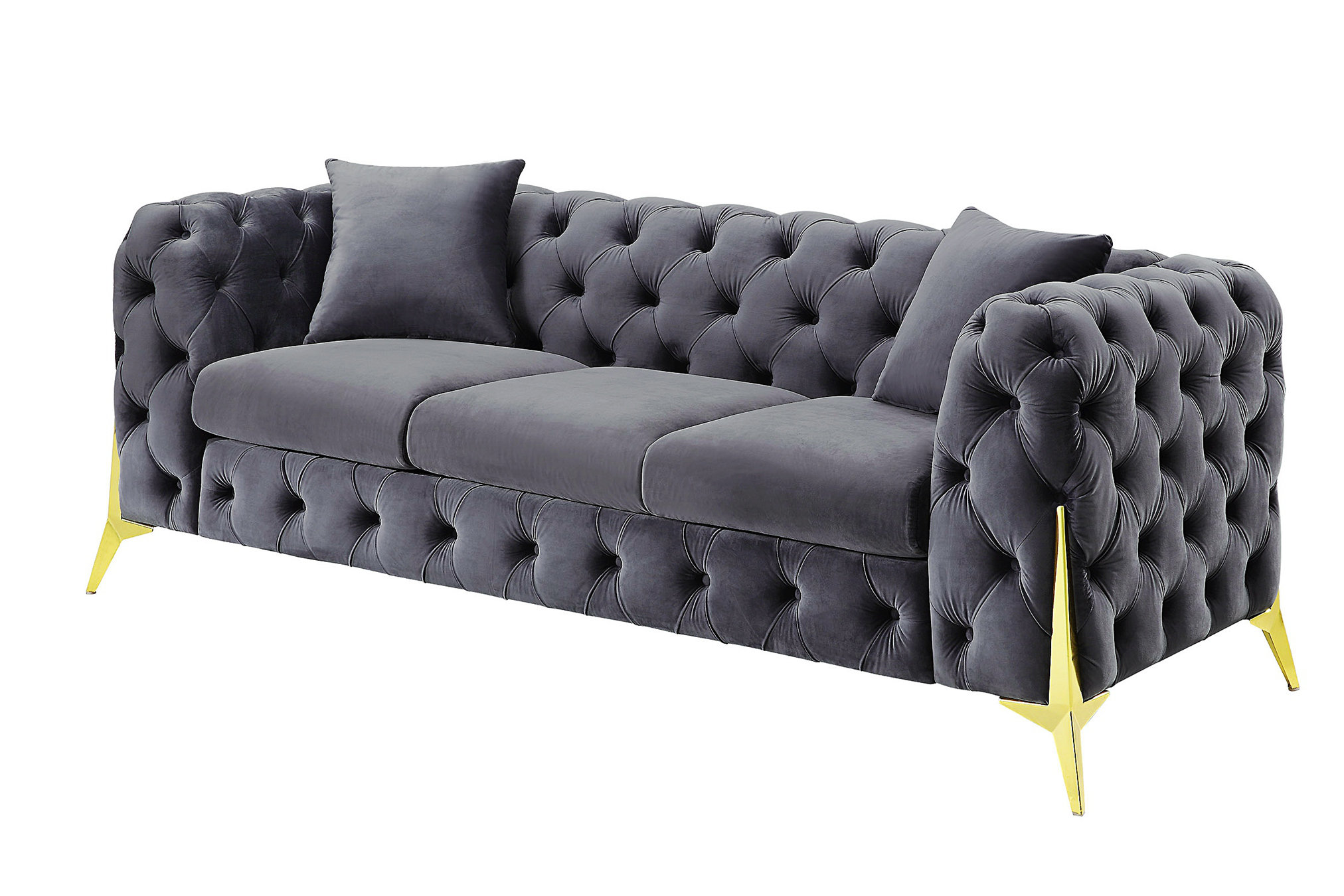 Builddecor 89.11'' Velvet Rolled Arm Modern Sofa Living Room Couch ...