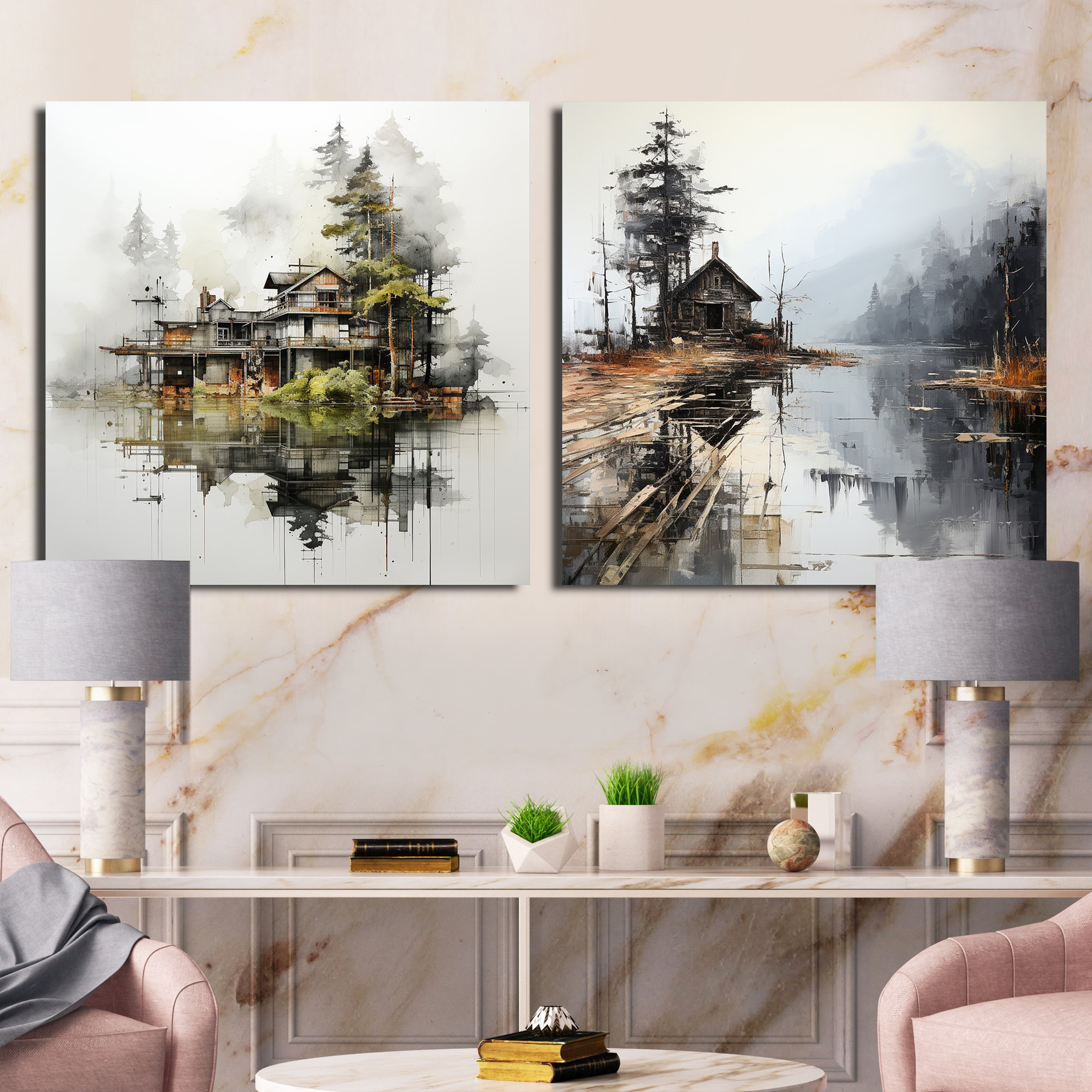 Lark Manor™ Minimalism Moody Lakehouse Overcast - Lake & Rivers Square ...
