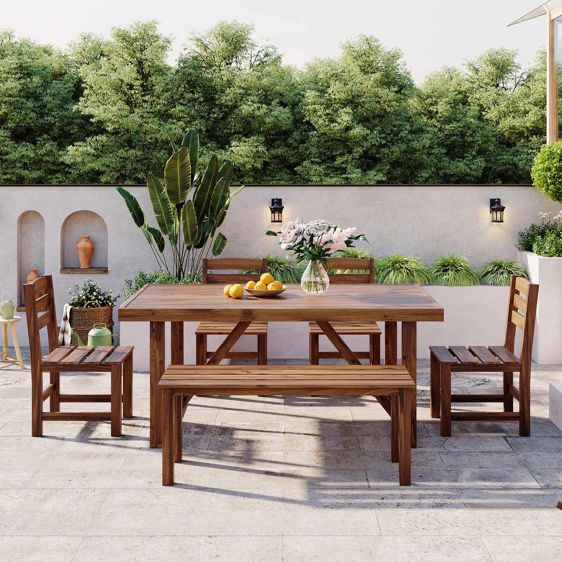 Wildon Home® Nadelyn 6 - Person Rectangular Outdoor Dining Set,Patio ...