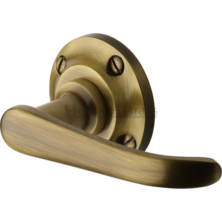 Heritage Brass Heritage Door Handle Lever Latch on Round Rose Windsor ...