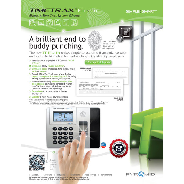 Pyramid TimeTrax Elite Biometric Time Clock System | Wayfair
