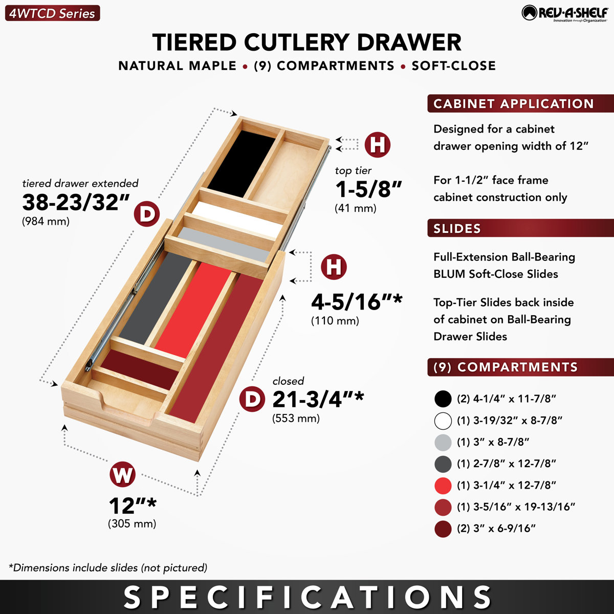 Rev-A-Shelf Tiered Cutlery Drawer Organizer with Soft-Close & Reviews ...