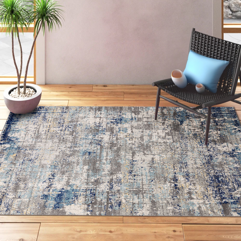 Borough Wharf Glosco Abstract Splash Blue/Grey Area Rug | Wayfair.co.uk