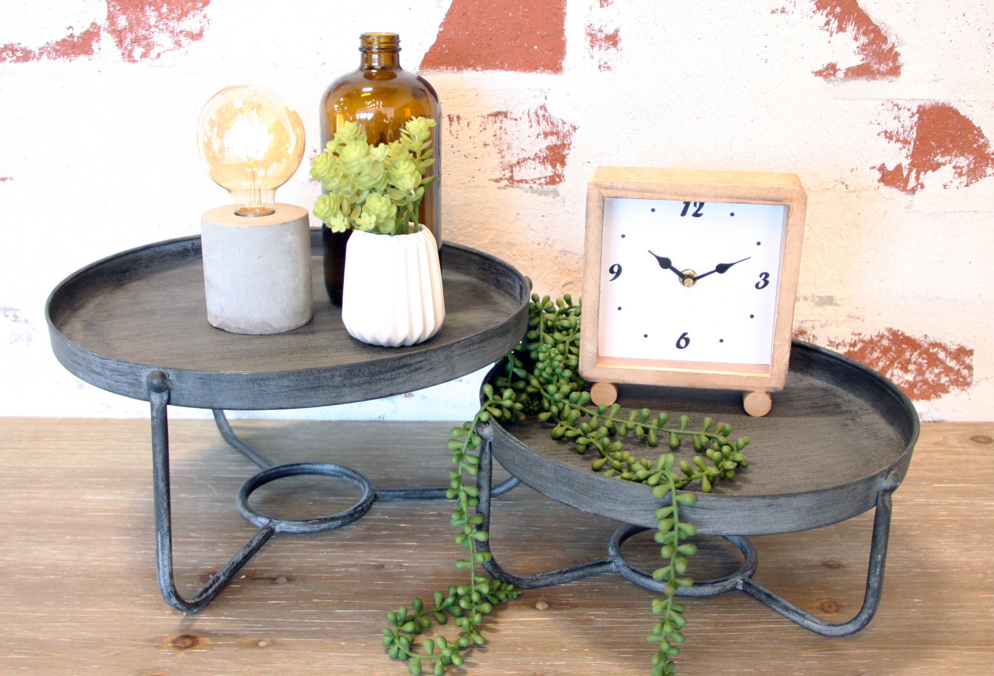 17 Stories VIP Metal 13.75 in. Gray Round Display Trays Set of 2 | Wayfair