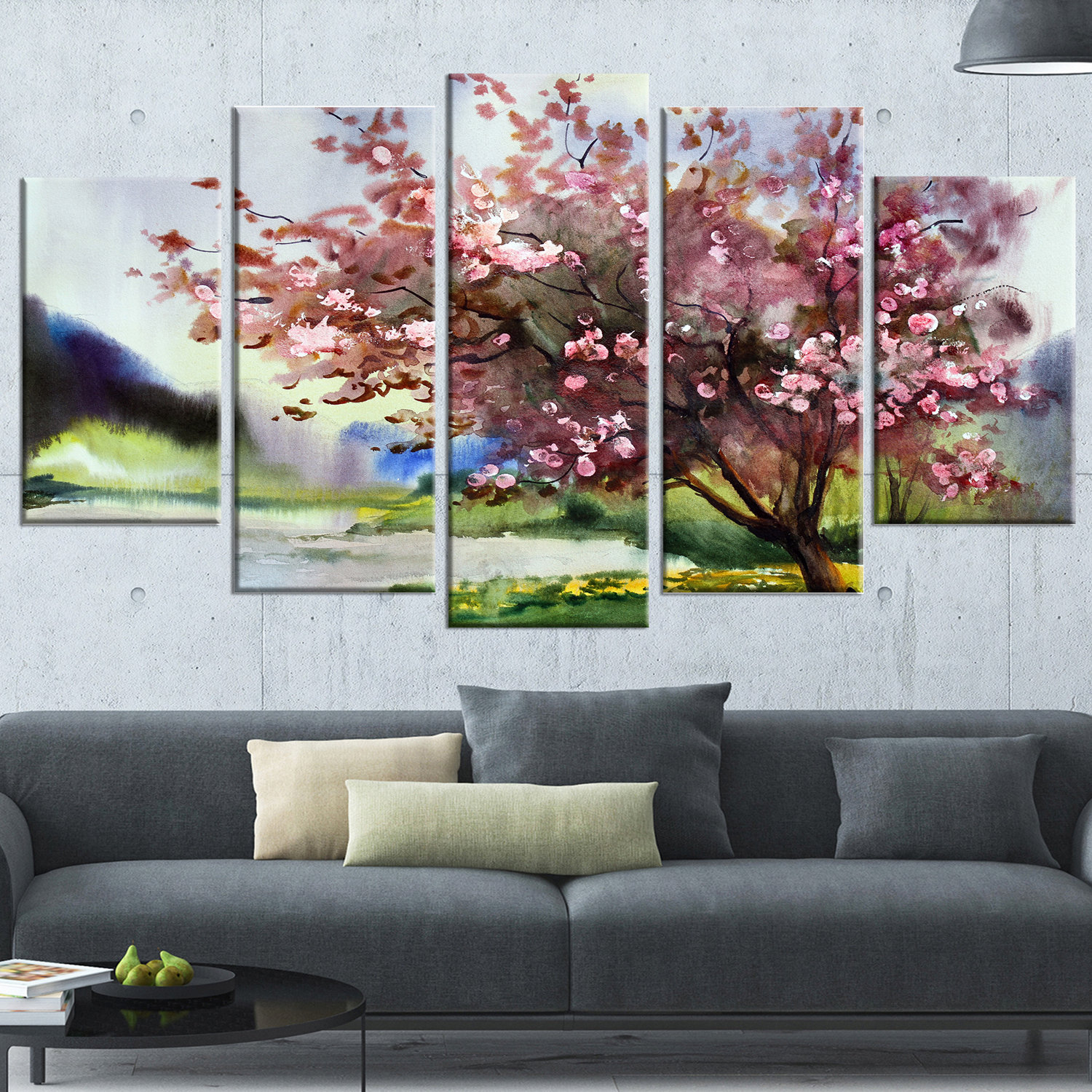 Charlton Home 'Tree with Spring Flowers' 5 Piece Wall Art on Wrapped ...
