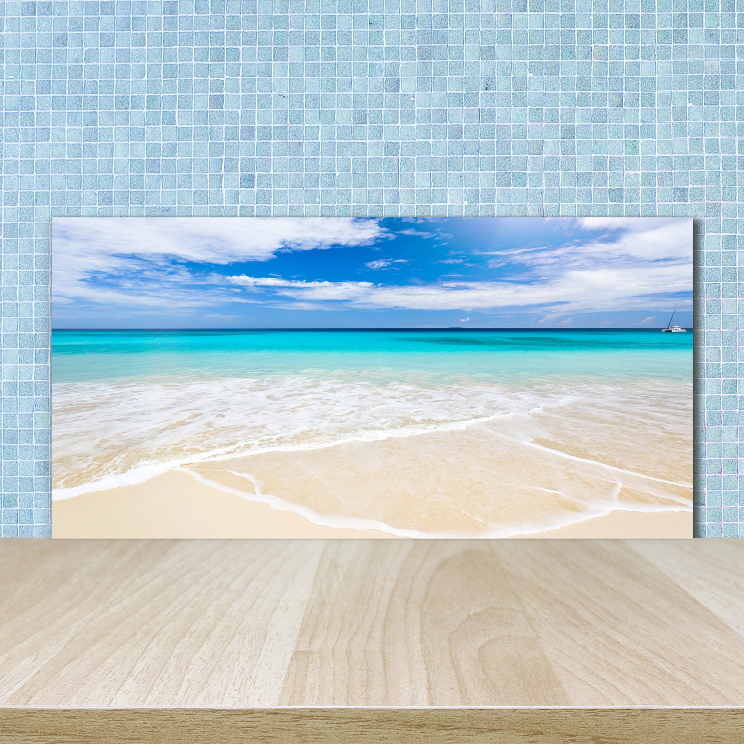 Highland Dunes Tropical Beach 50cm x 100cm Glass Panel | Wayfair.co.uk