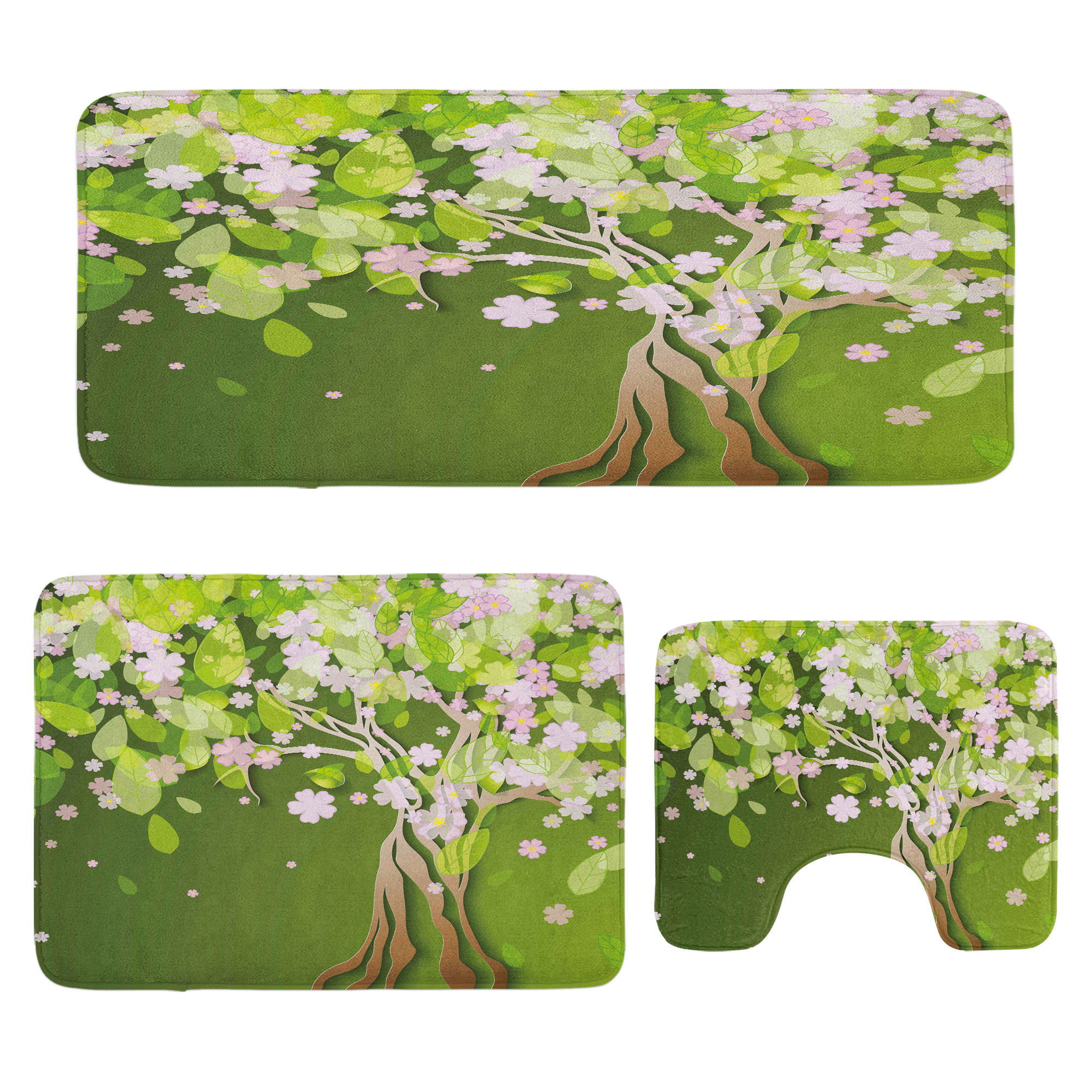 East Urban Home Tree Bathroom Rug Set 3 Pieces U-Shape & Rectangle Mats ...