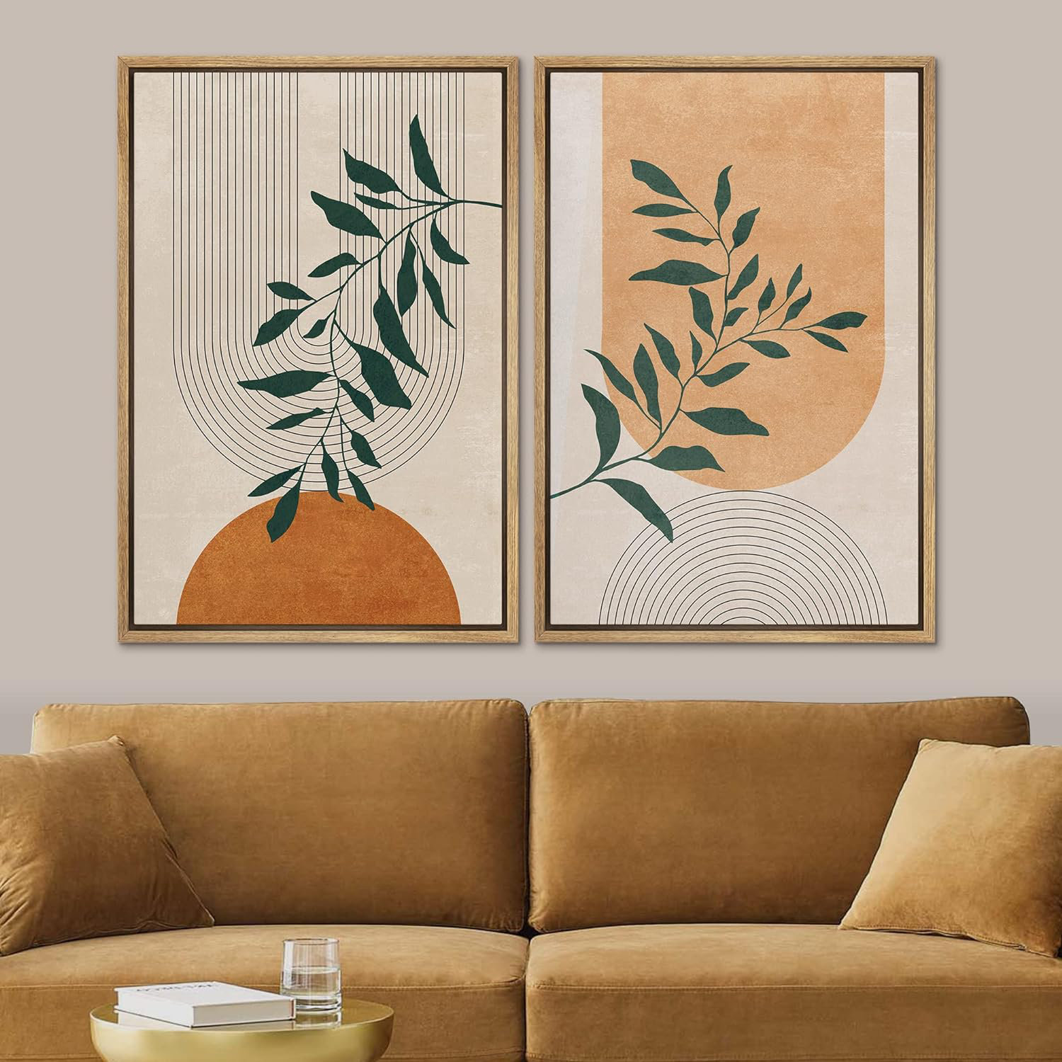 wall26 Geometric Mid-Century Retro Plants Polygons Abstract Shapes ...