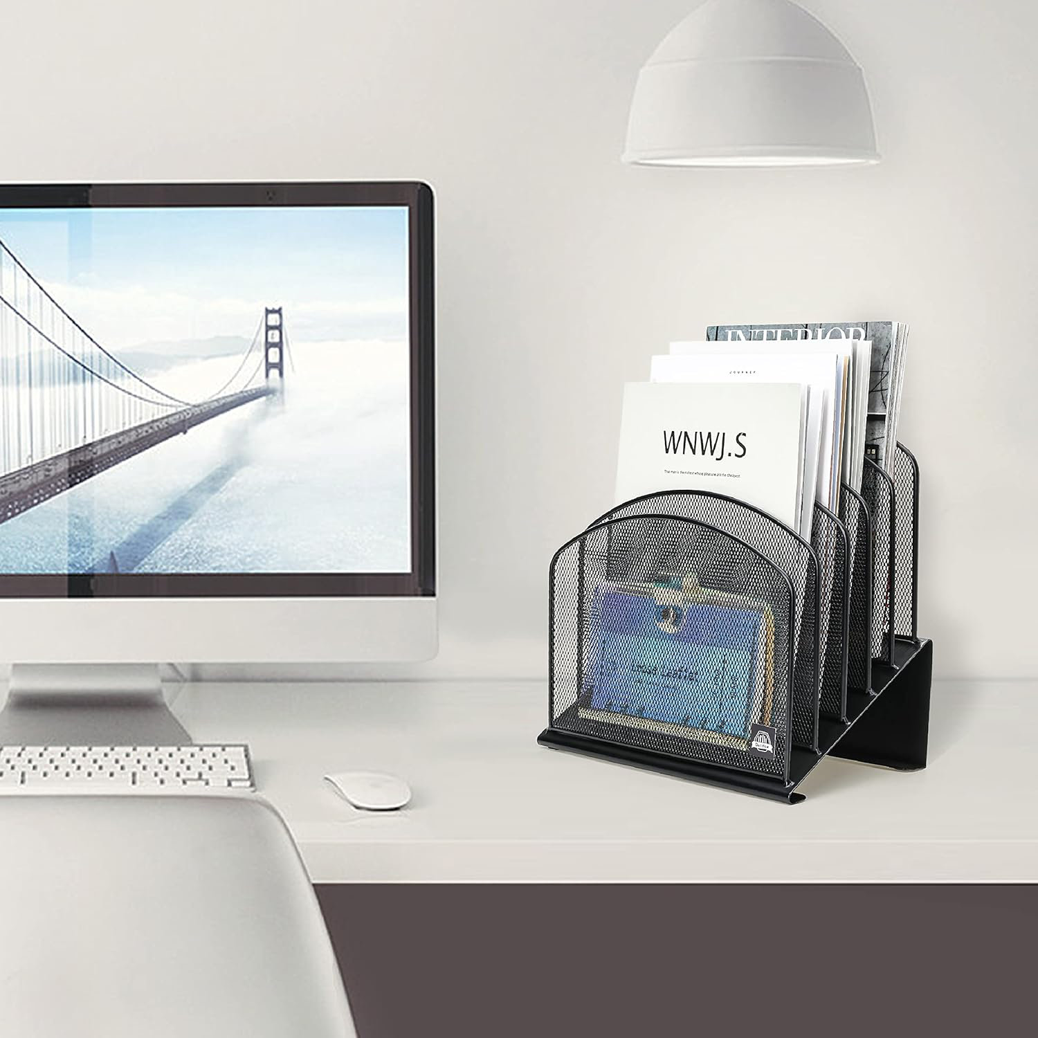 Latitude Run® Inclined Desk File Organizer, 5-Section Vertical File ...