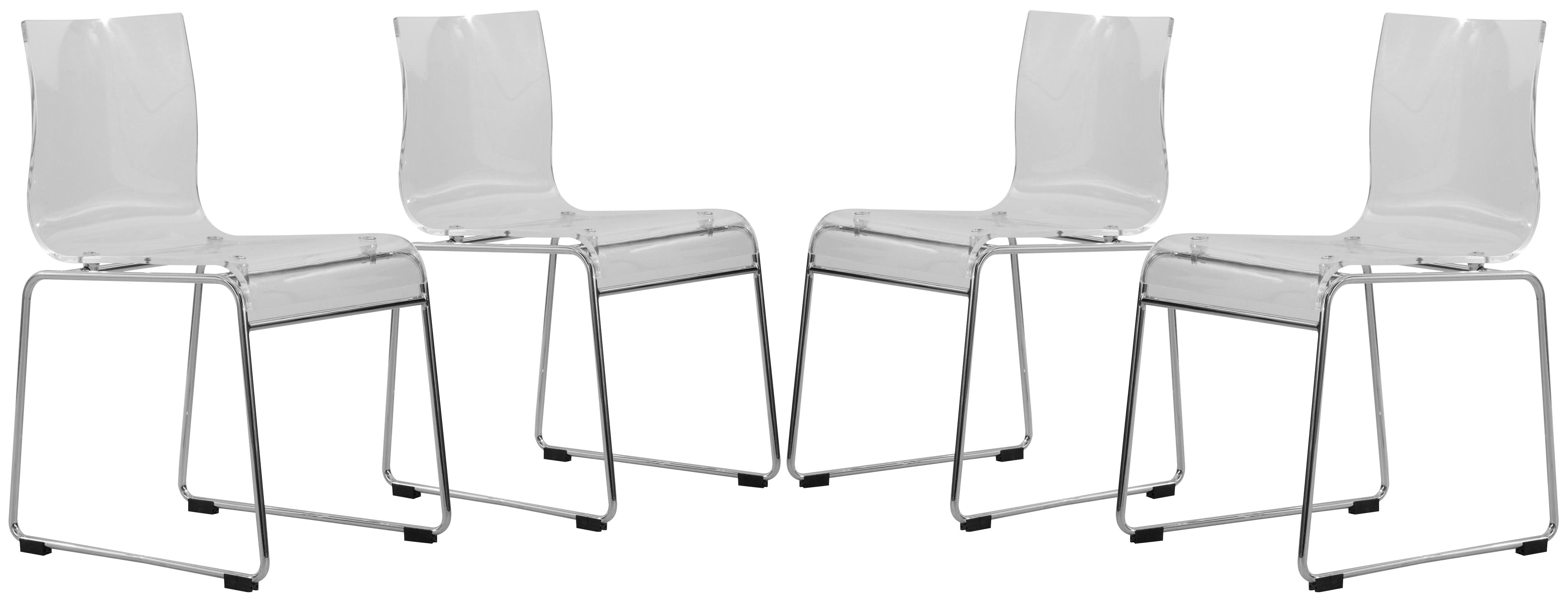 Orren Ellis Jarnagin Modern Acrylic Dining Side Chair with Chrome Legs ...