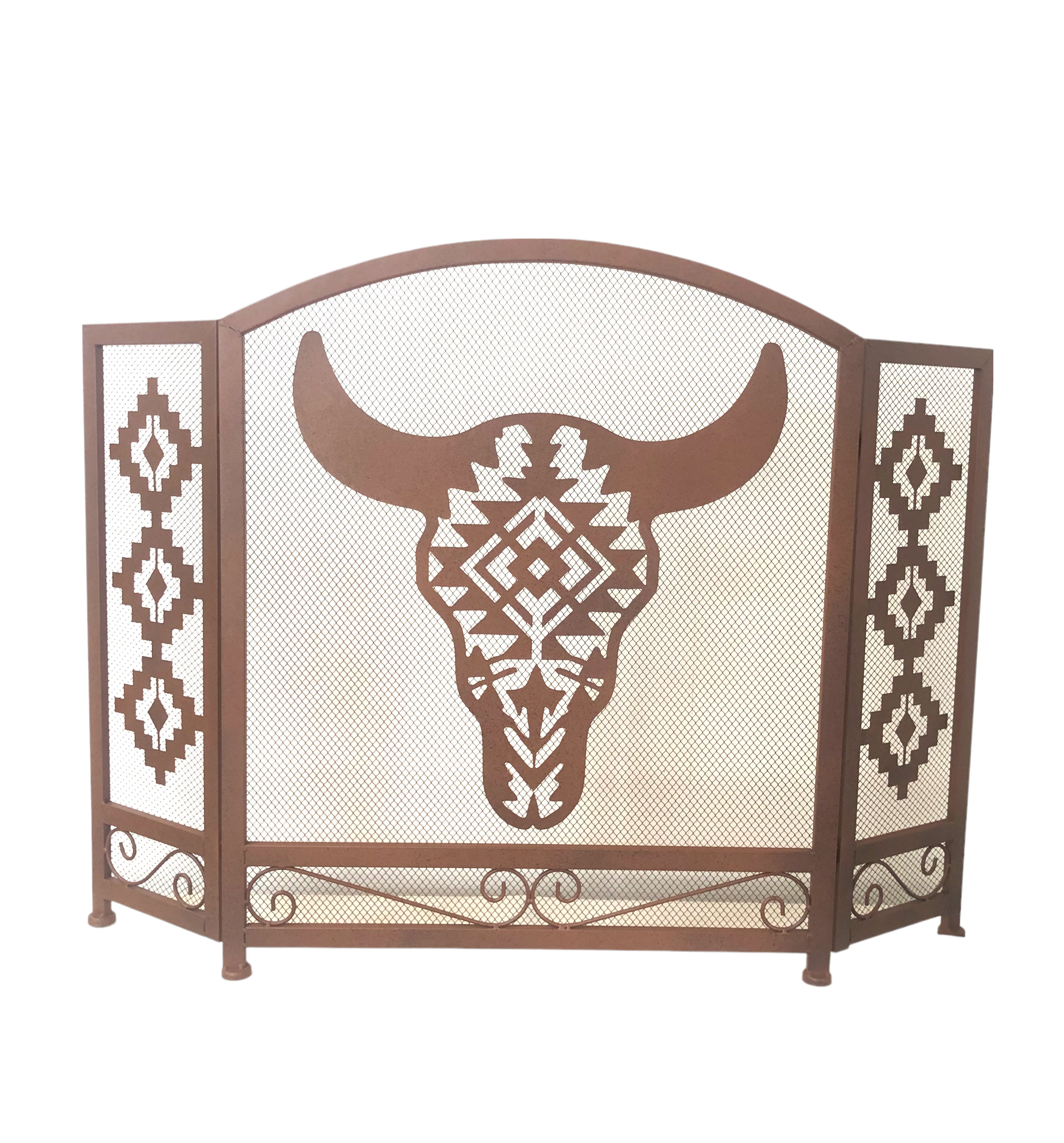 Union Rustic Brown Metal Southwestern Skull Del Toro 3-Panel ...