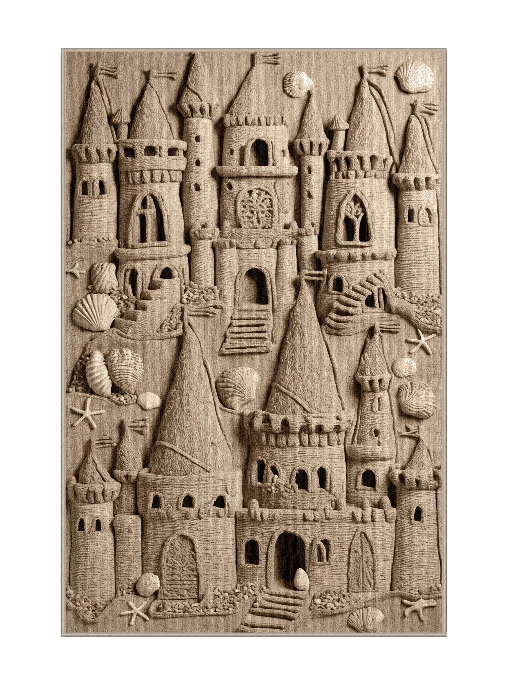 Hokku Designs Washable Sandcastle Kingdom Coastal Area Rug | Wayfair