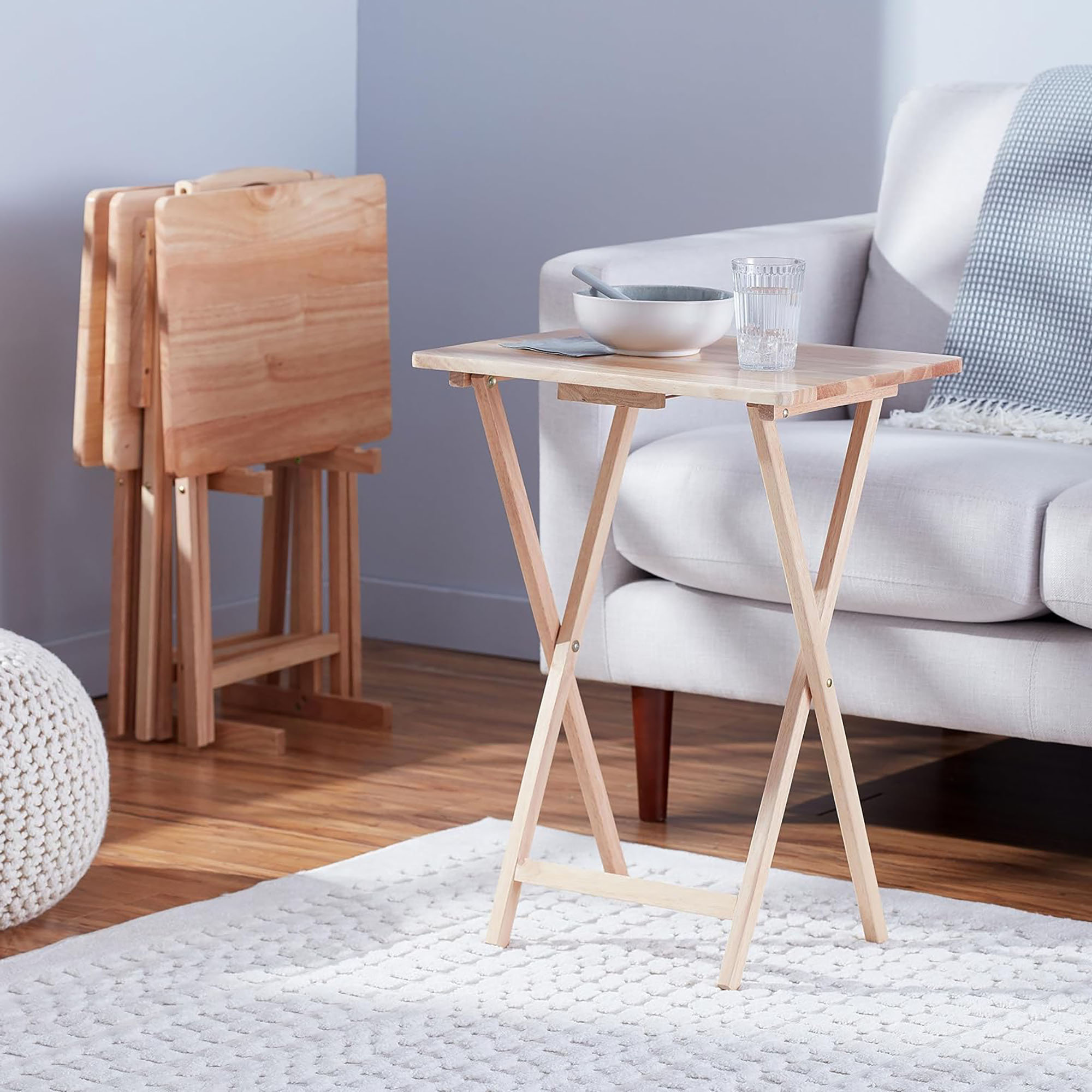 Latitude Run® TV Dinner Rectangular Folding Tray Table With Storage ...