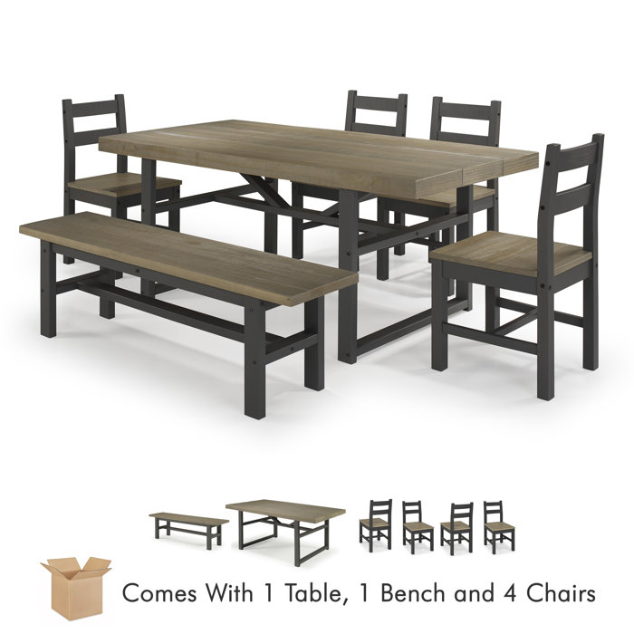 MyBedNow 6 - Piece Solid Wood Trestle Dining Set & Reviews | Wayfair