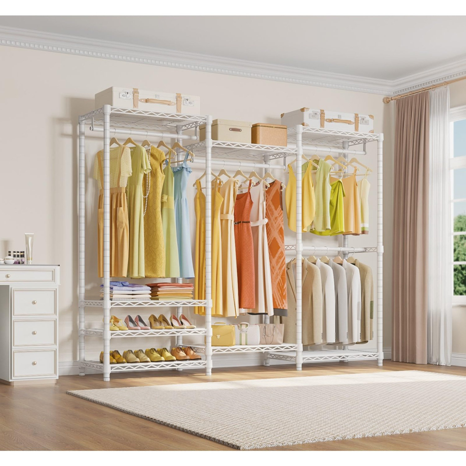 Rebrilliant Portable Closet Wardrobe Heavy Duty Clothes Rack ...