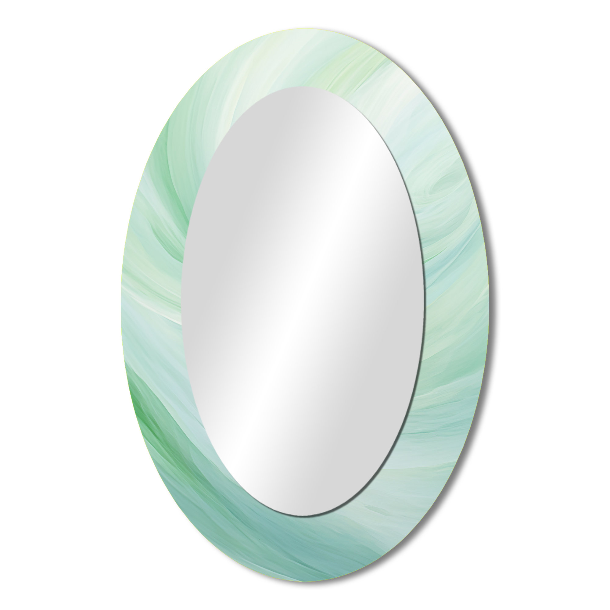 Dakota Fields Green Whispering Wave Spiral - Green Oval Wall Mirror ...