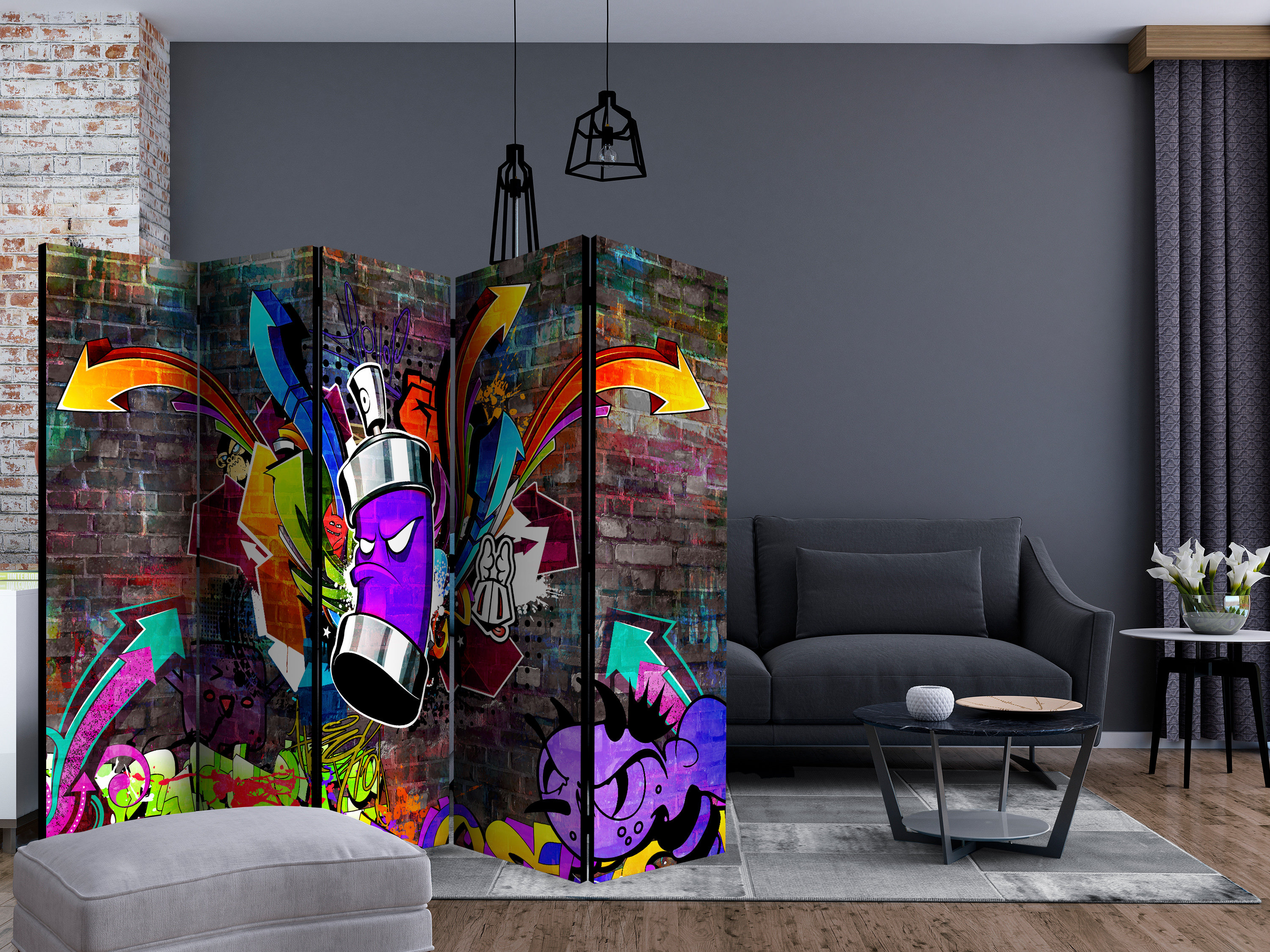 East Urban Home 225cm W x 172cm H 5 - Panel One Sided Room Divider ...