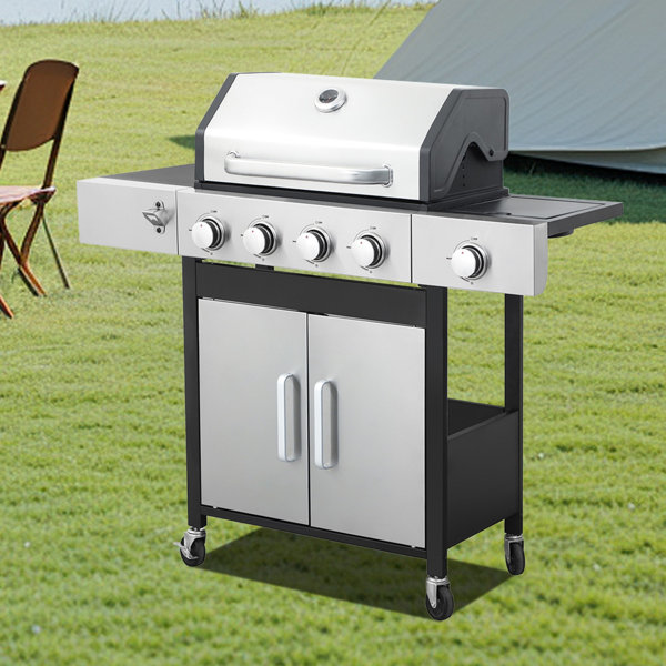 Ezees Hub Propane Gas Grill With Side Burner And Enameled Cast Iron ...