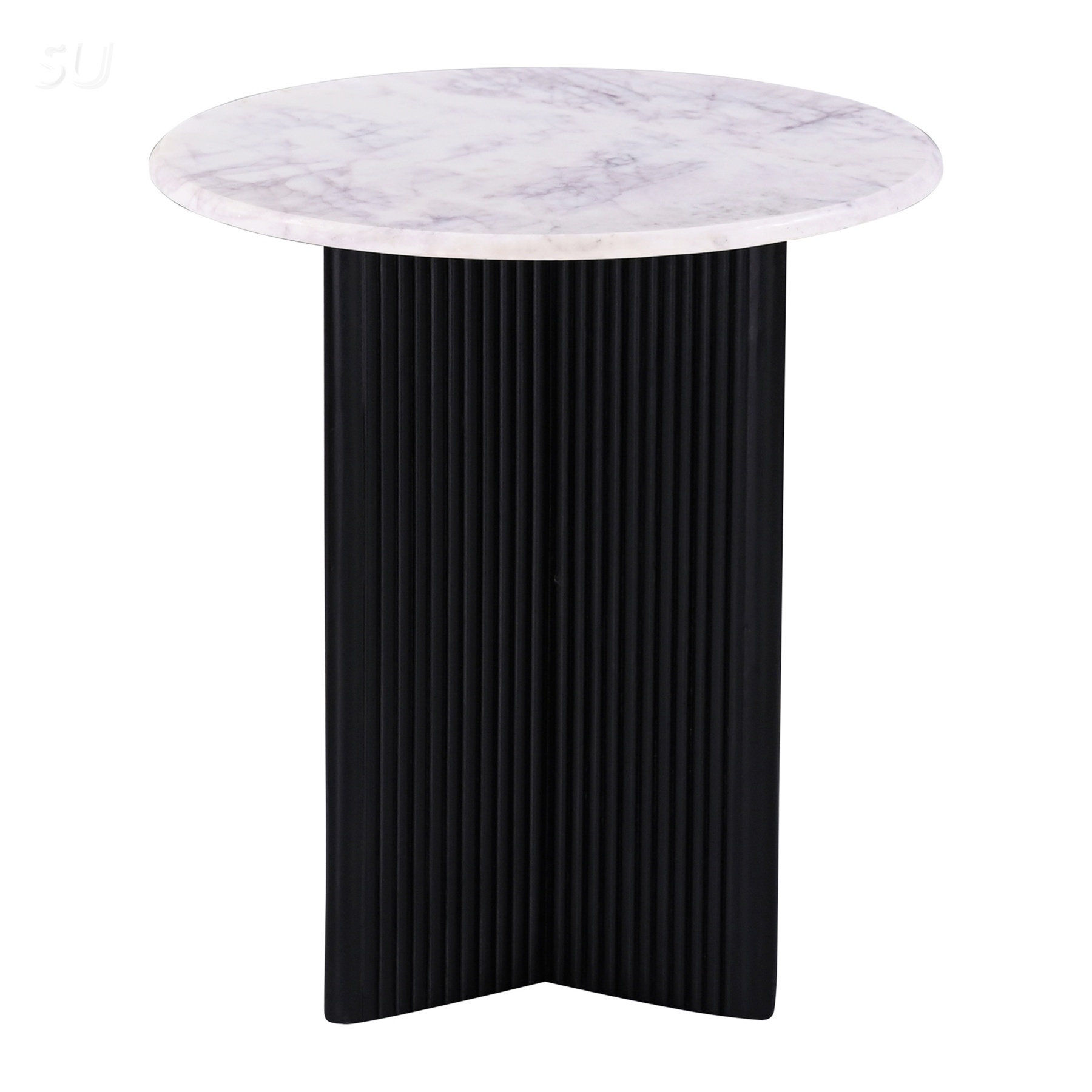 Brayden Studio® Round Marble Topped Pedestal Side/End Table With Fluted ...