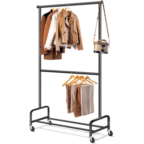 Rebrilliant Ombline 42'' Metal Rolling Clothing Rack Covers | Wayfair