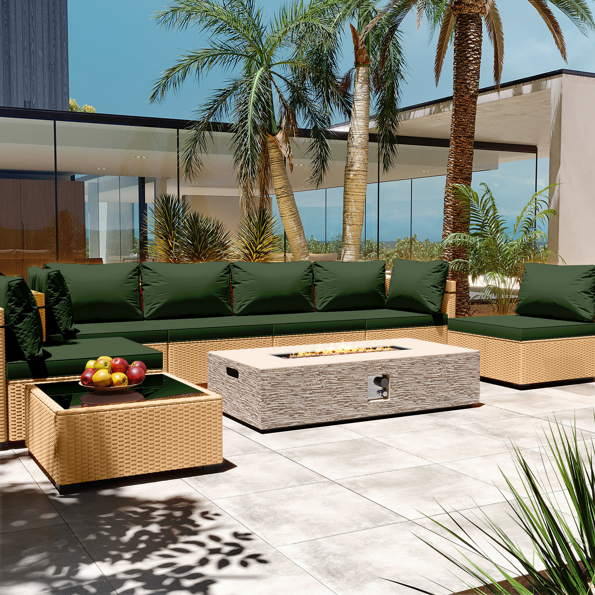 Latitude Run® 8-Piece Rattan Patio Conversation Set with Cushions and ...