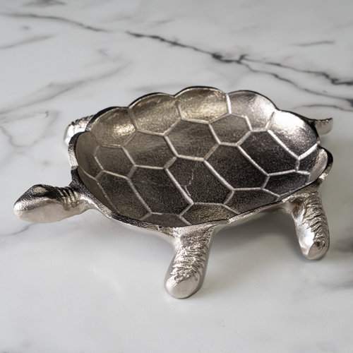 Bay Isle Home™ Plat de service en forme de tortue en aluminium texturé ...