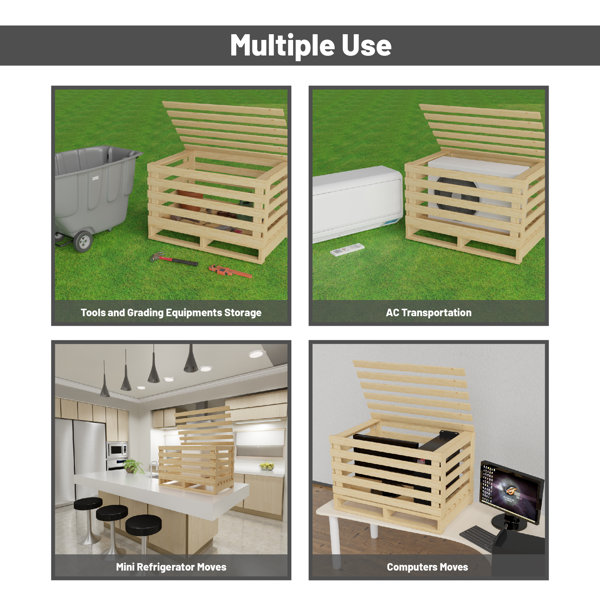 Rebrilliant Wooden Stackable Shipping Crate With Slatted Heavy Duty ...