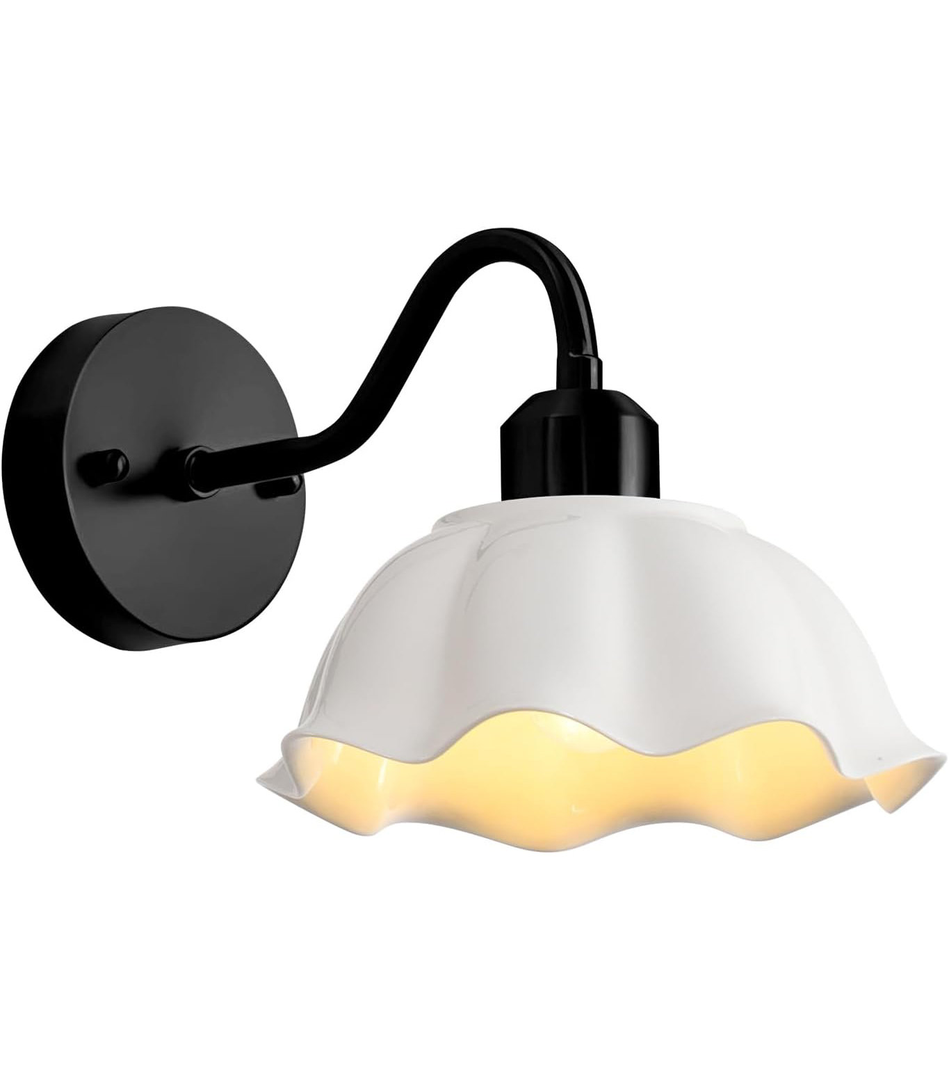 Lark Manor Modern Ceramic Wall Sconce Lighting with White Minimalist ...