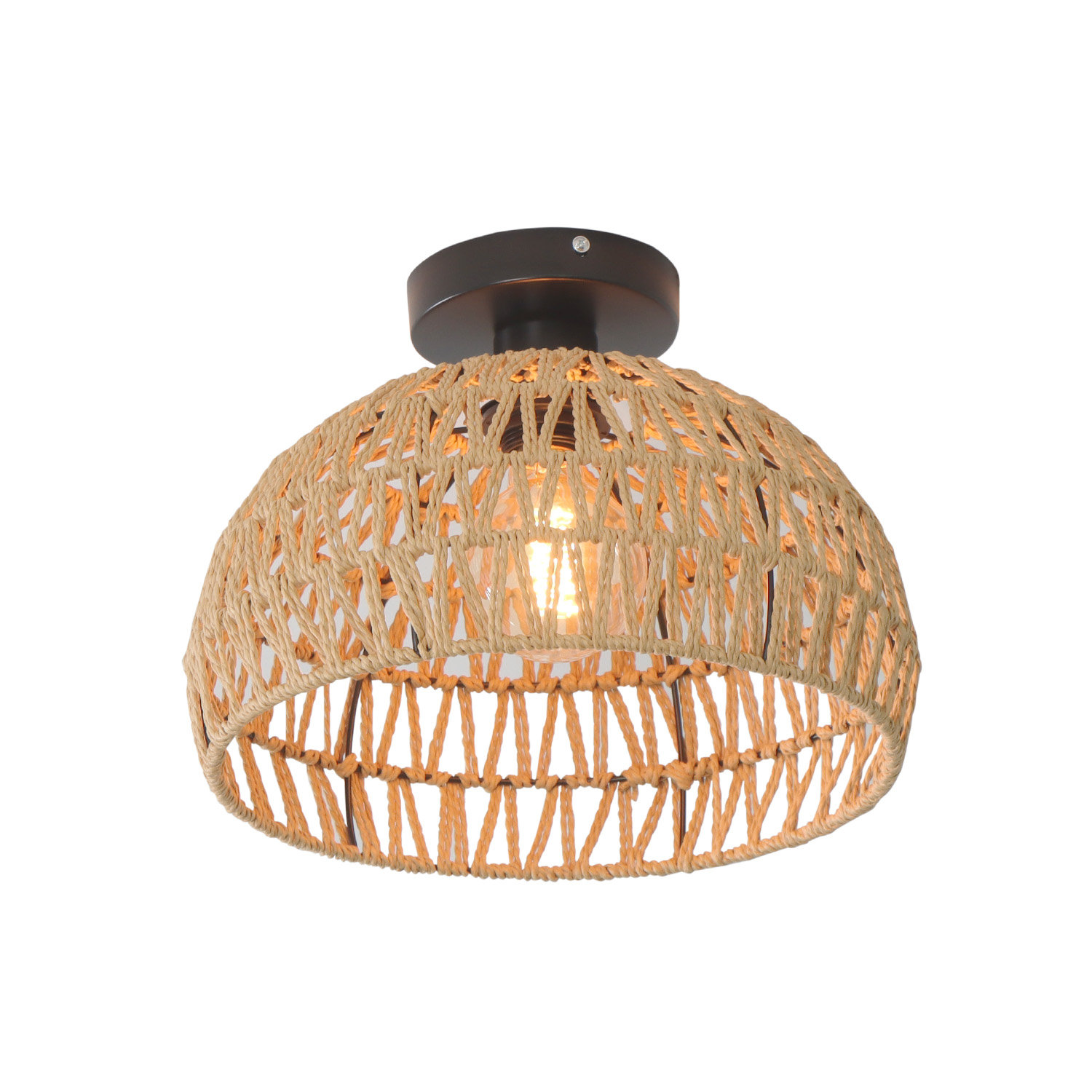 Highland Dunes 1 Light Woven Paper Flush Mount Lighting Farmhouse ...