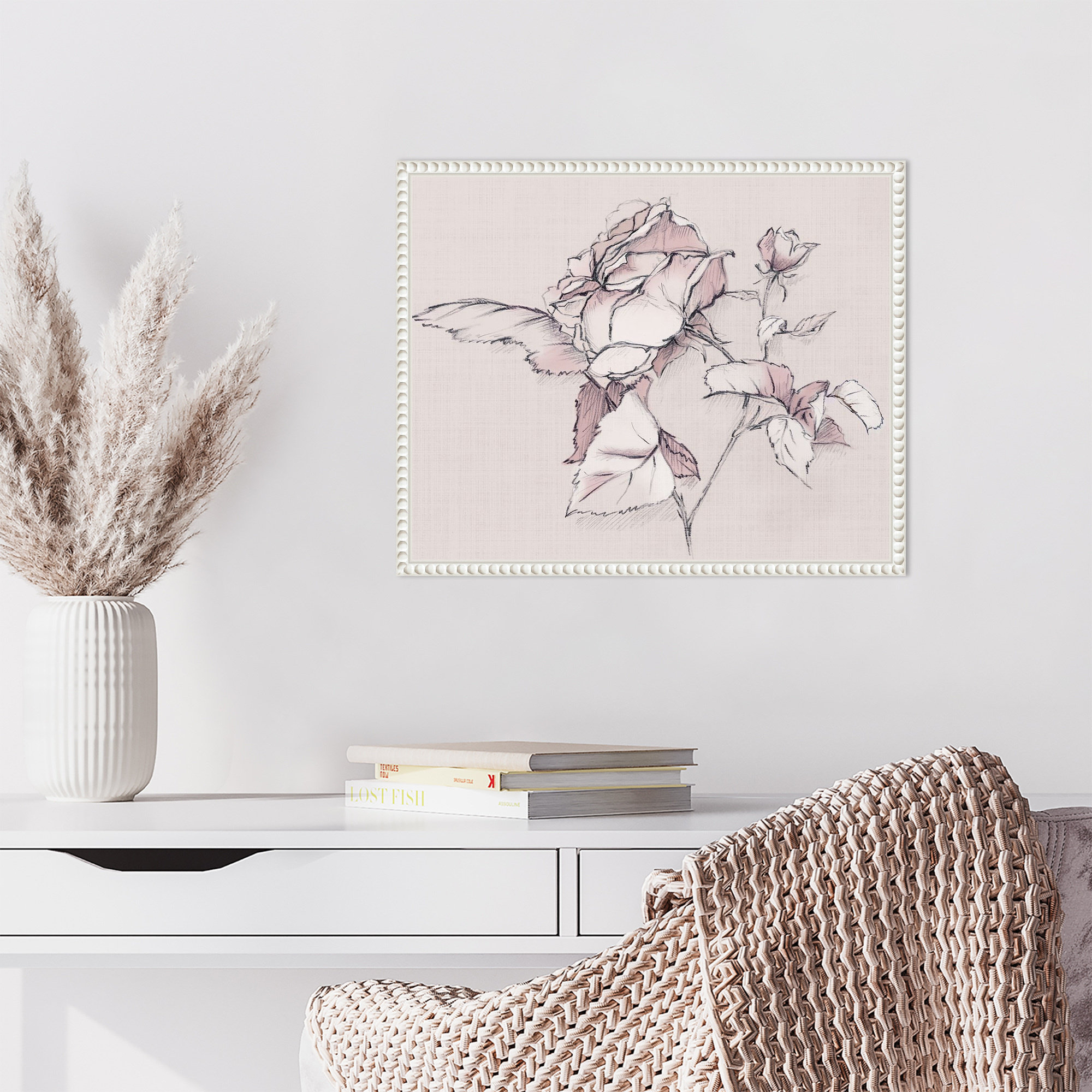 Winston Porter Blush Floral Flourish by Alex Black Framed Canvas Wall ...