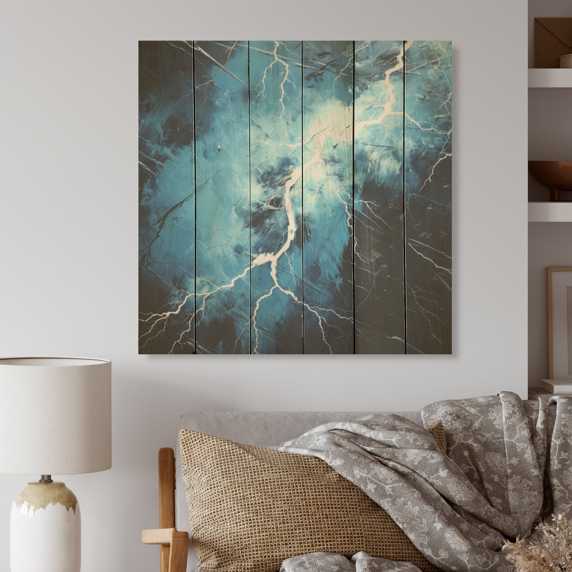 Wrought Studio™ Stormy Thunderstorm Lightning - Lightning Wood Wall Art ...