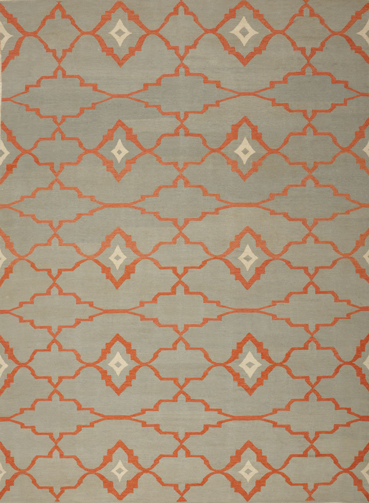 Matt Camron Rugs and Tapestries Handwoven Flatweave Gray/Orange Area ...