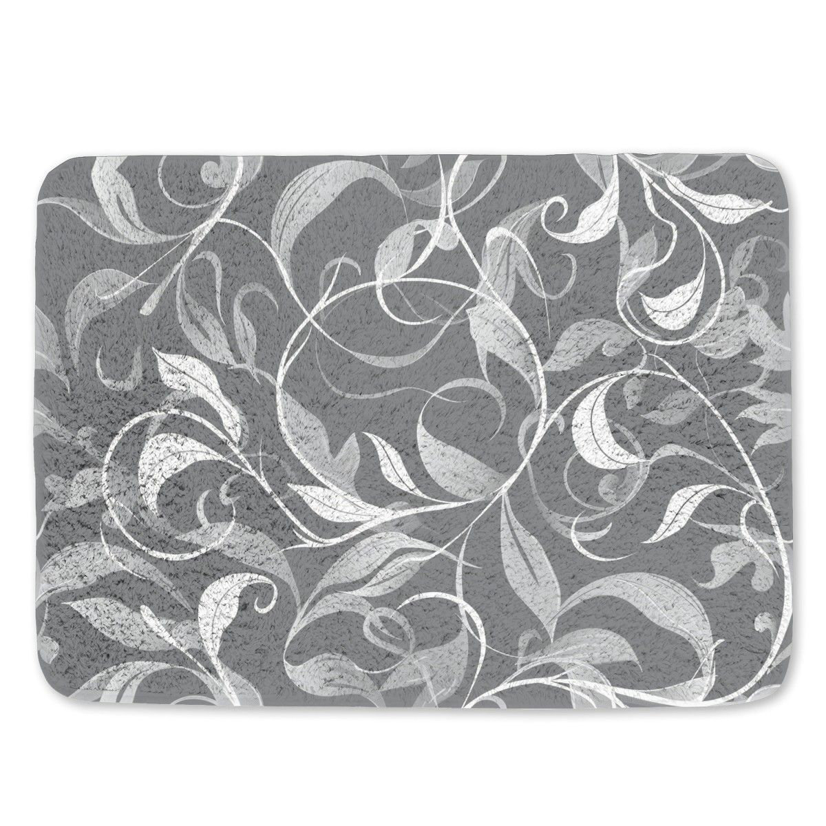 East Urban Home Gray swirls Bath Mat Pattern Bathroom Decor ...