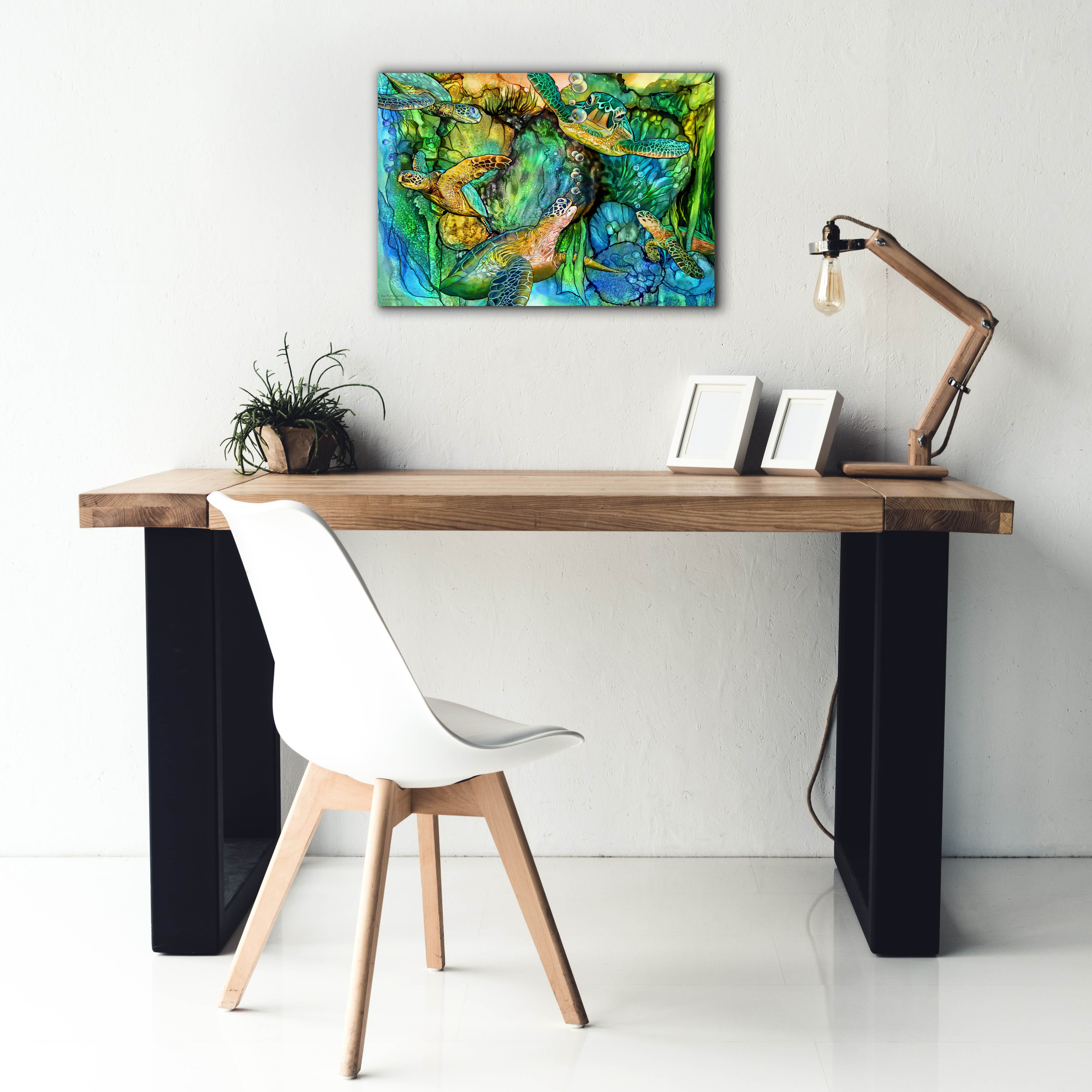 Epic Graffiti 'Sea Turtle Garden' by Carol Cavalaris Canvas Wall Art ...