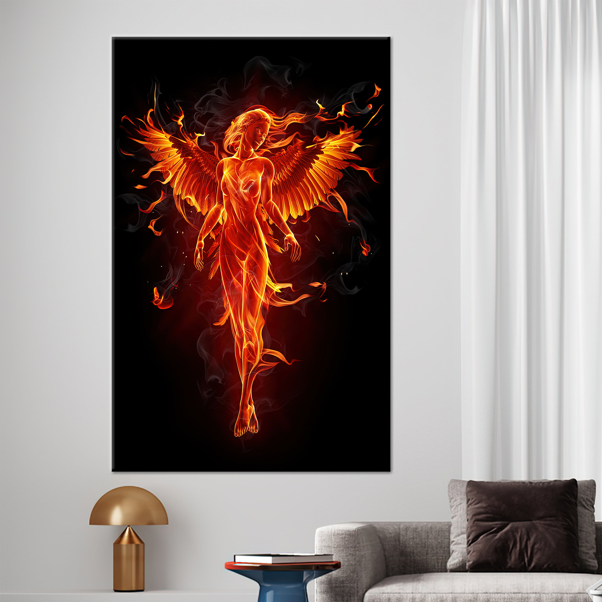 kayra export Abstract Modern Art Canvas - Fire Elemental Woman Wall ...