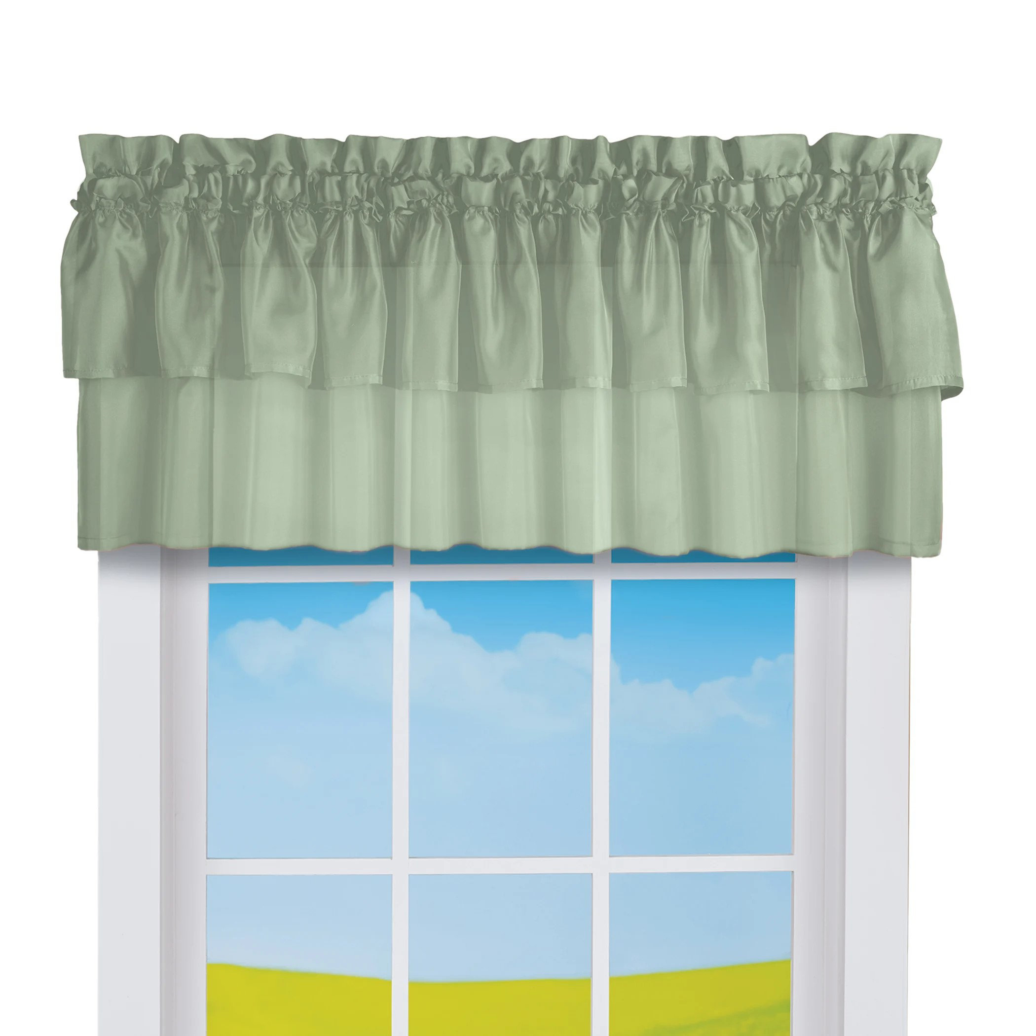 Charlton Home® Semi-Sheer Tiered Rod Pocket Window Valance & Reviews ...