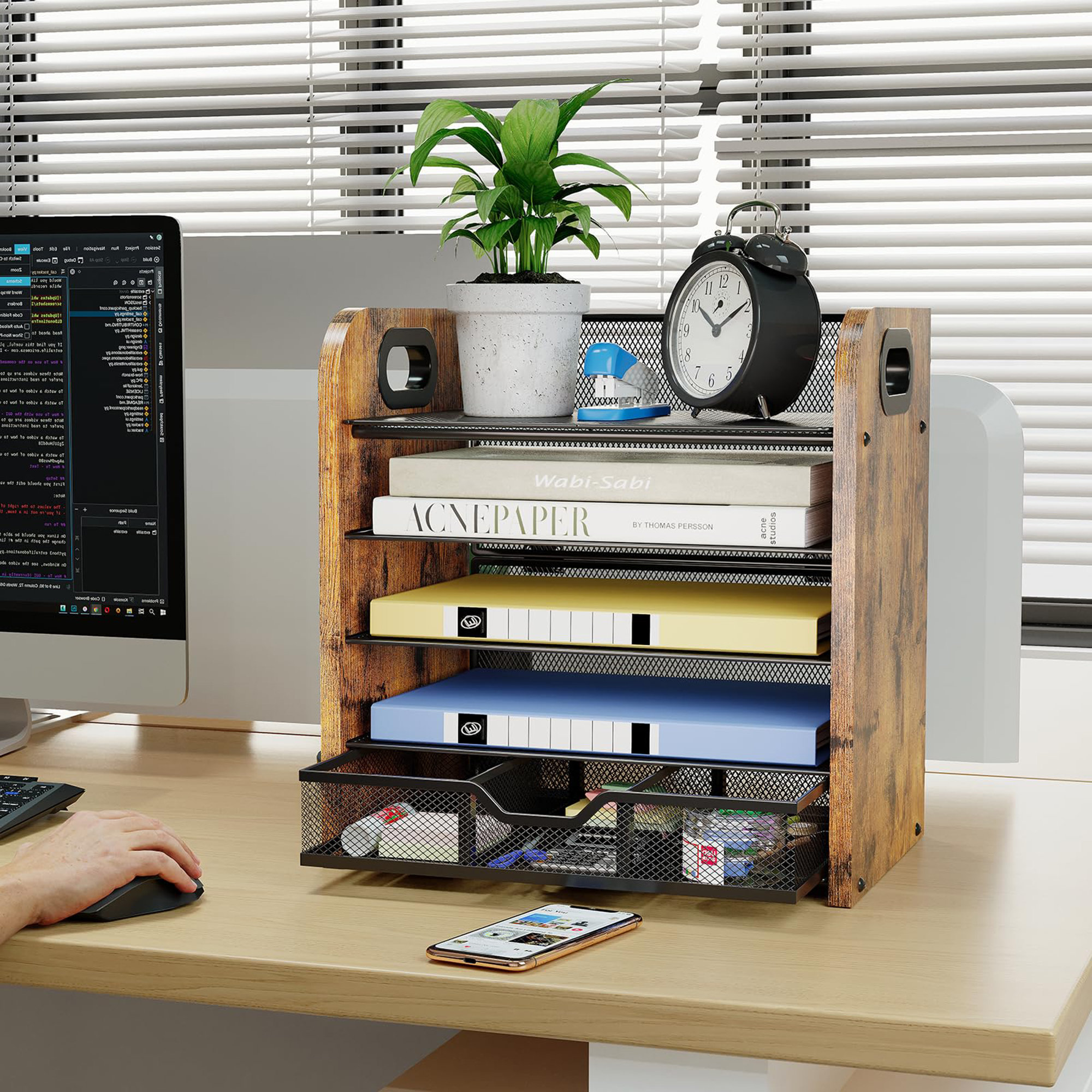 17 Stories Wooden Desk File Organizer | Wayfair