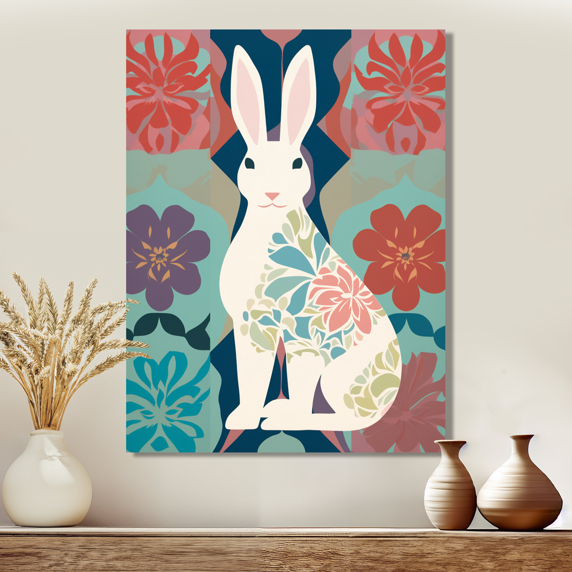 August Grove® Follow The White Rabbit Retro Illustration - Rabbit ...