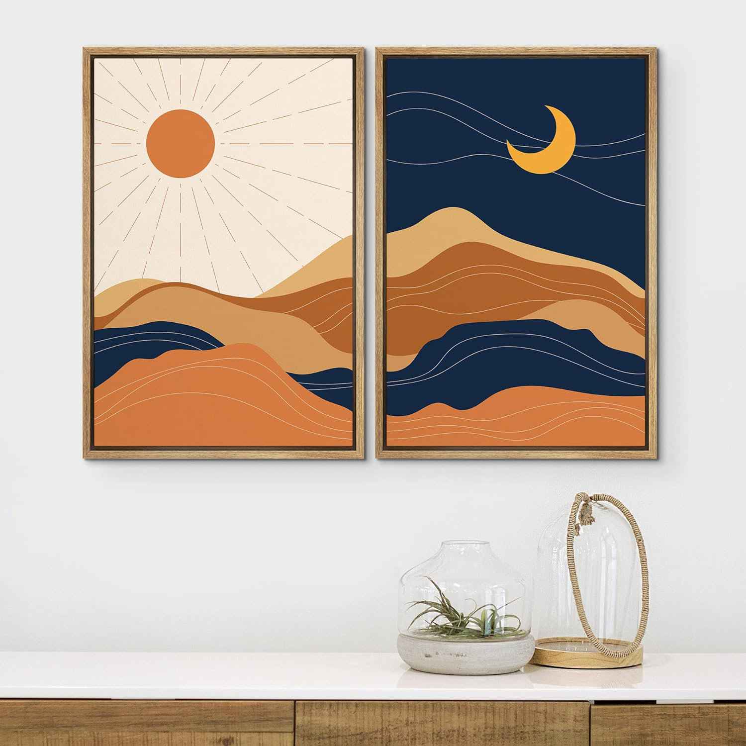 IDEA4WALL Sun And Moon " Sun & Moon Desert Abstract Landscapes Nature ...