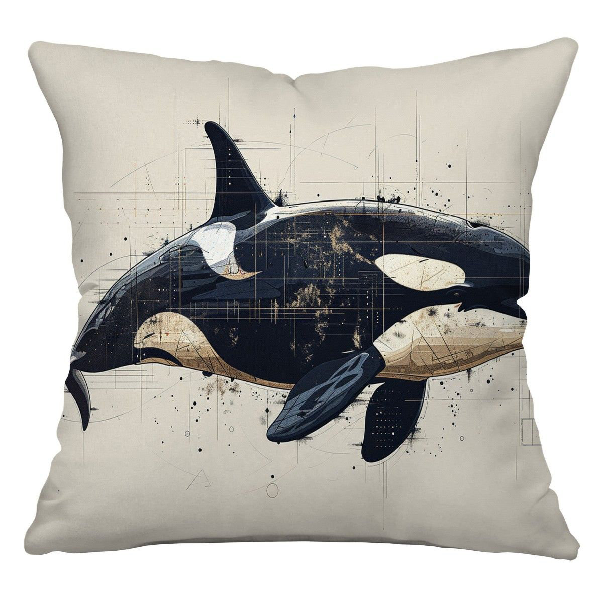 VisionDecor Killer whale Throw Pillow, Marine life Cotton Twill Pillows ...