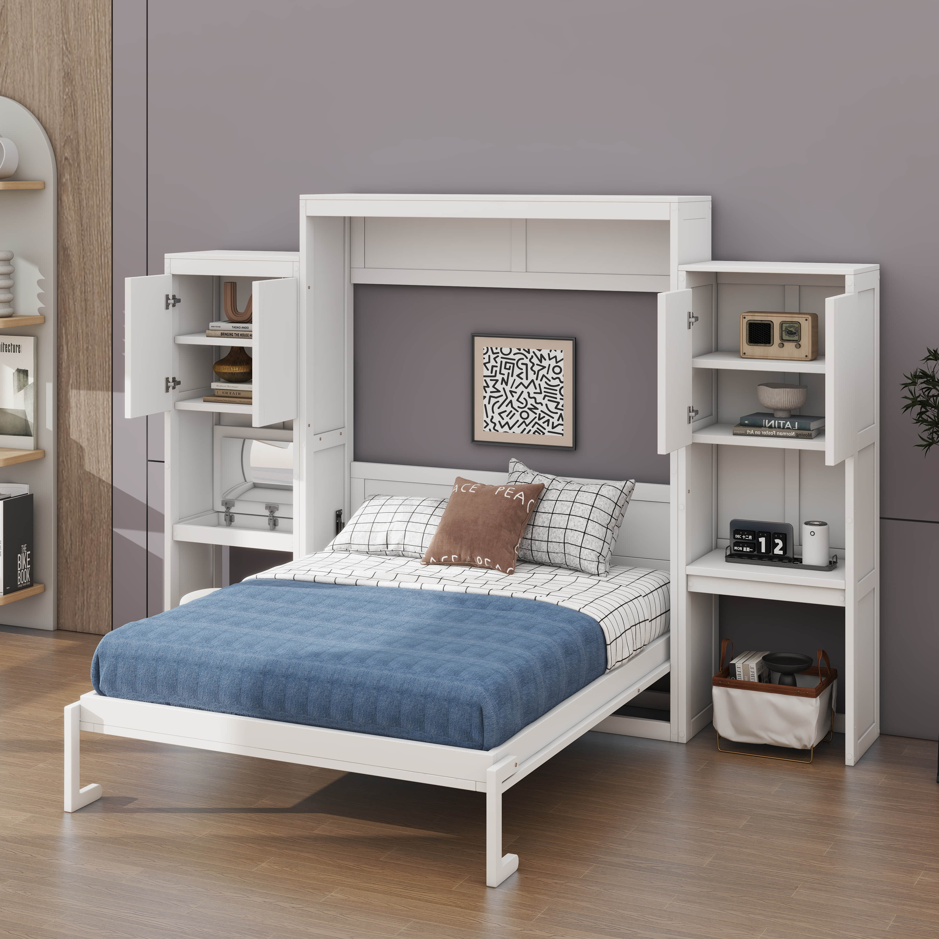 D ZEE Textiles LLC. Queen Murphy Bed With Integrated Desk, Dressing ...