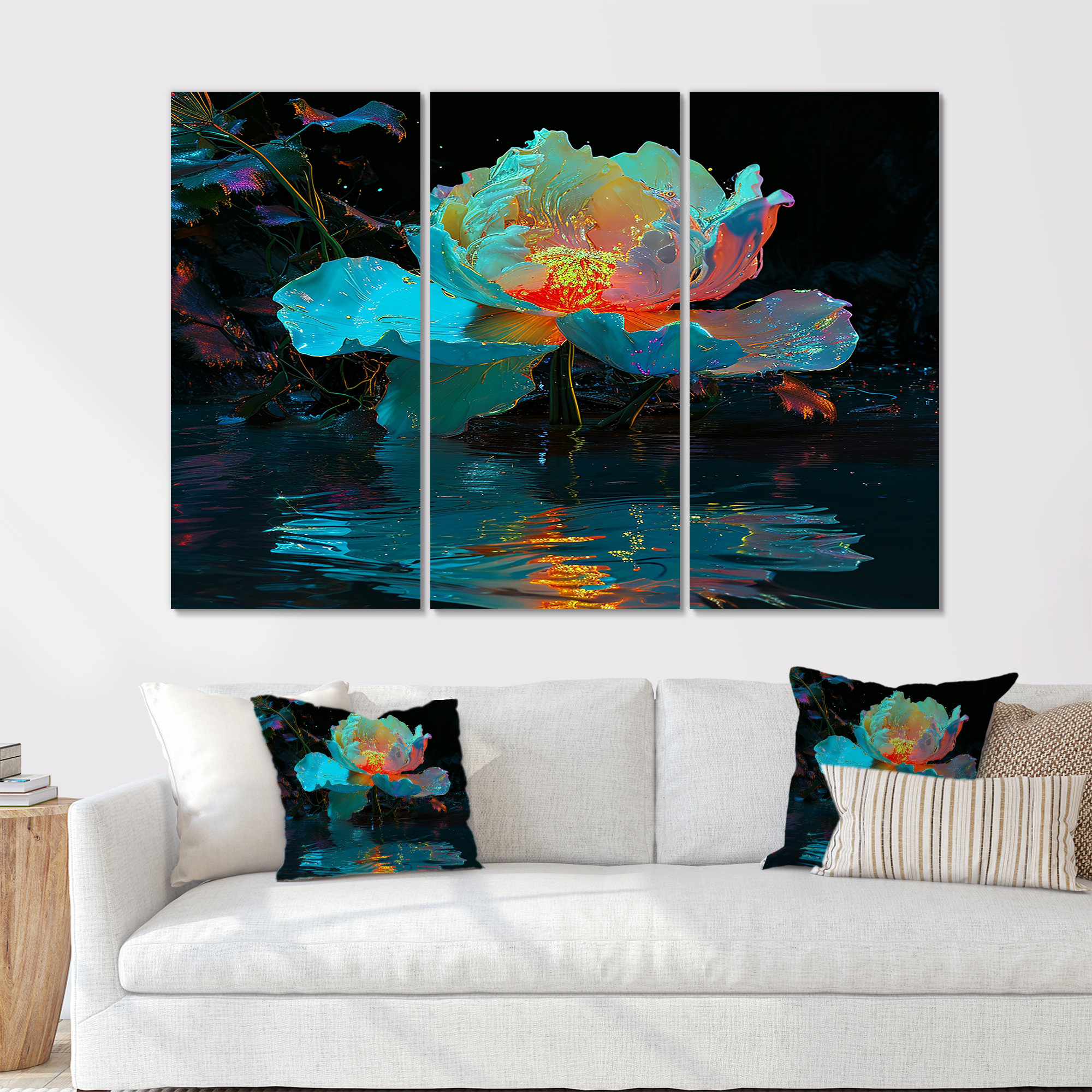Design Art Magical Turquoise Peony Abstract Floral - Peony Wall Art Set ...